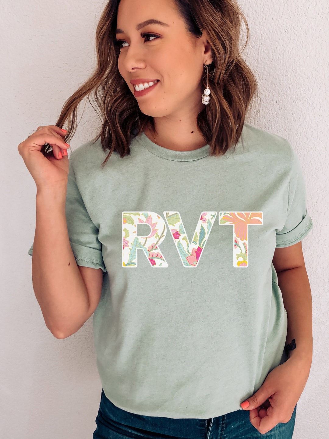 RVT T-shirt: Retro Floral Registered Vascular Technologist Tee - Etsy