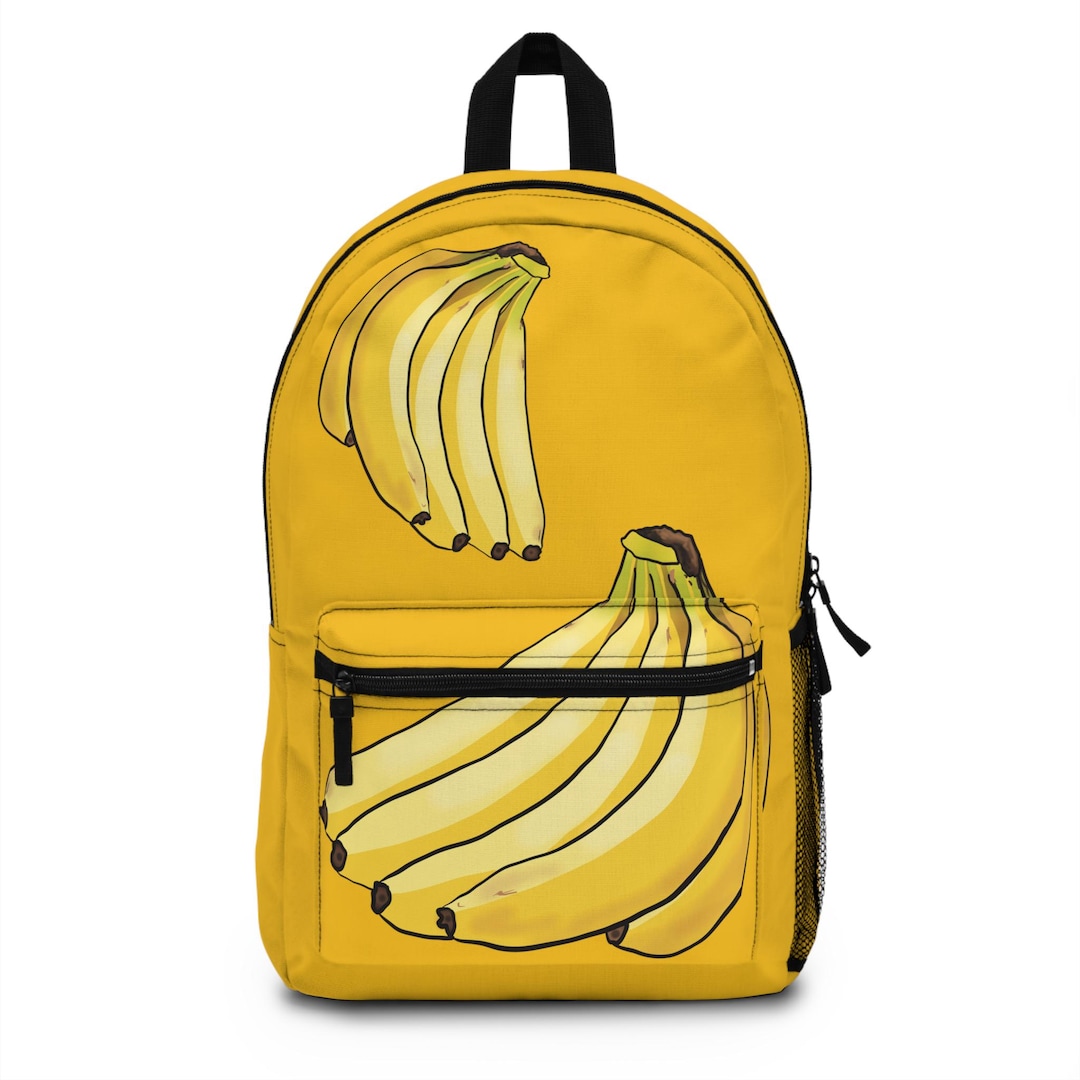 Banana Backpack, Yellow Canvas Backpack, Bunch of Bananas, School Bag ...