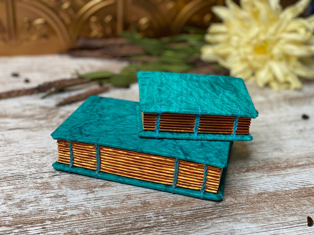 Handmade Turquoise Notebook With Metallic Copper Binding - Etsy