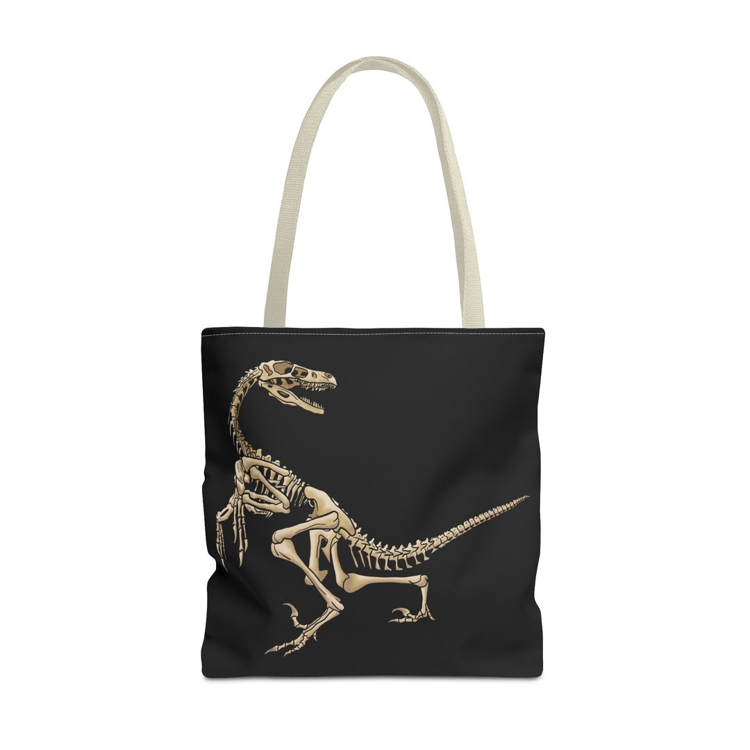 Dinosaur Skeleton Raptor Bag Velociraptor Paleontology Tote Bag, Gift ...