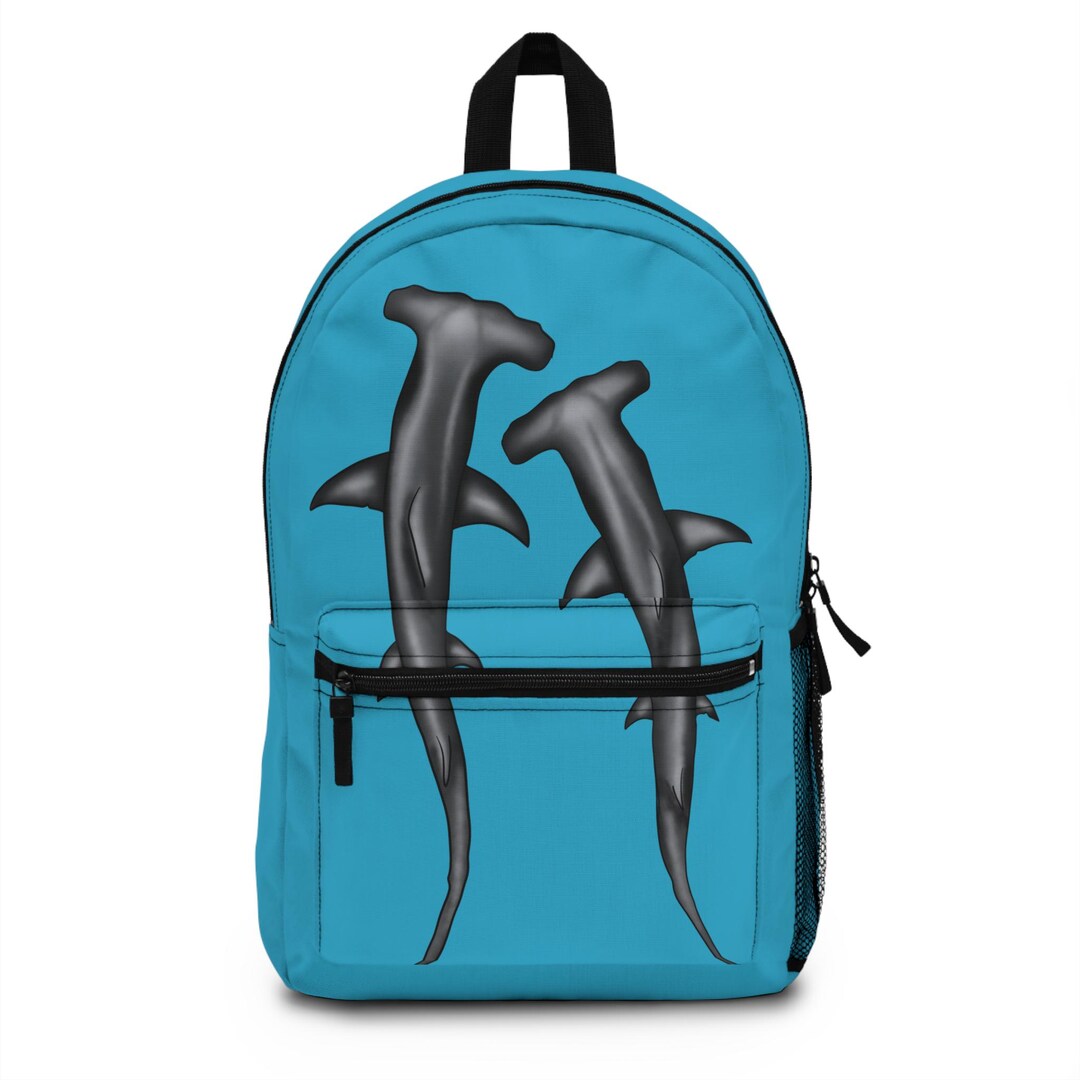 Hammerhead Shark Backpack, Blue With Black Straps, Double Shark Design ...