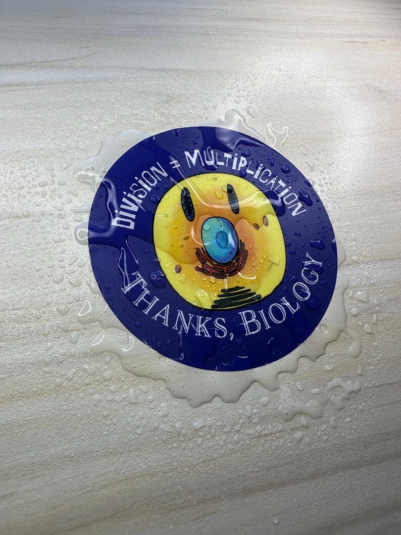 Funny Cell Biology Vinyl Sticker: Cell Division Joke, Smiley Face Decal ...