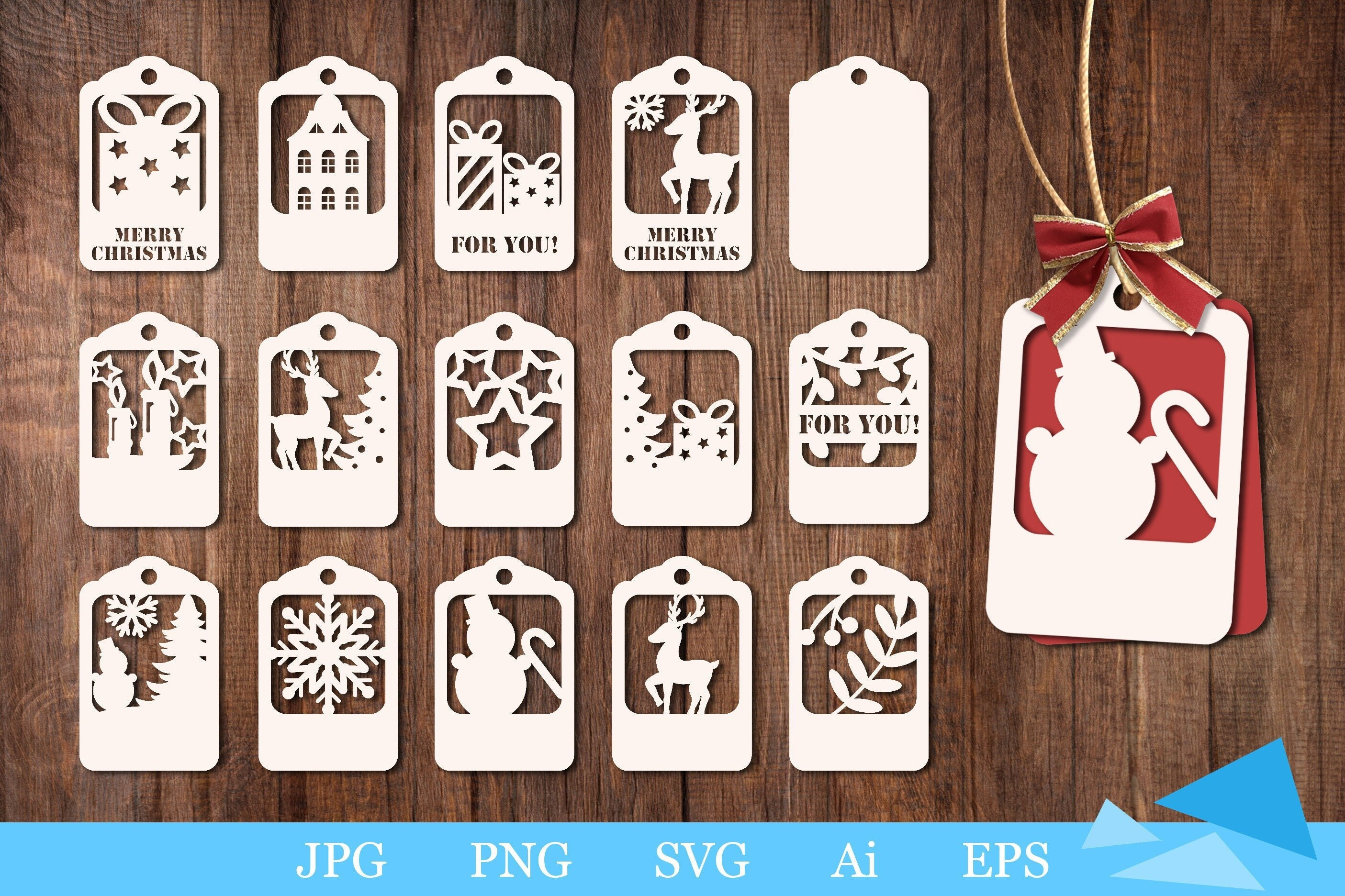 Christmas Gift Tags SVG Bundle - Etsy
