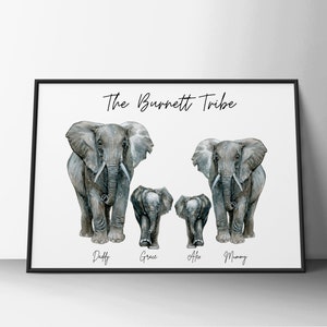 Personalised Family Print Elephant Print Family Print - Etsy
