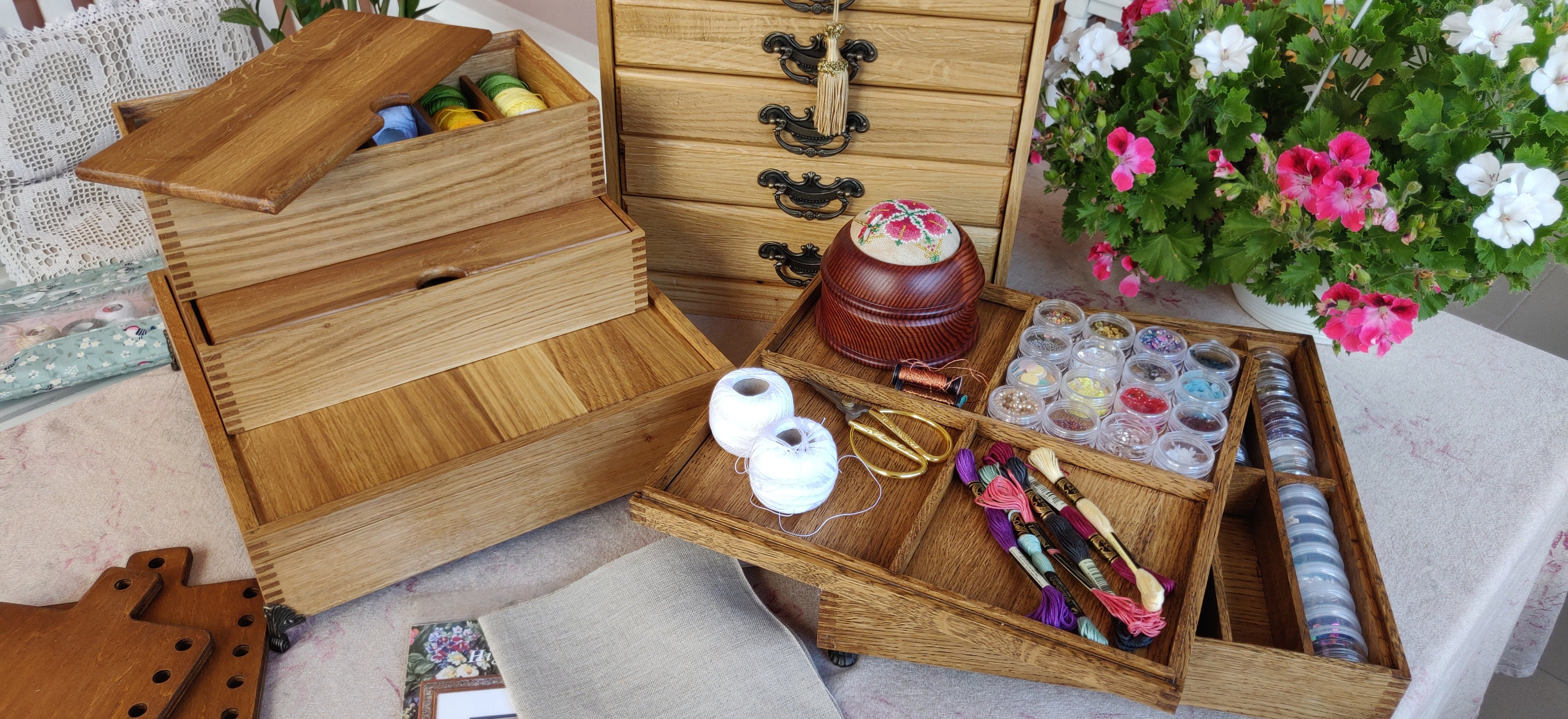 Oak Floss Bobbins Organizer Sewing Thread Organizer - Etsy