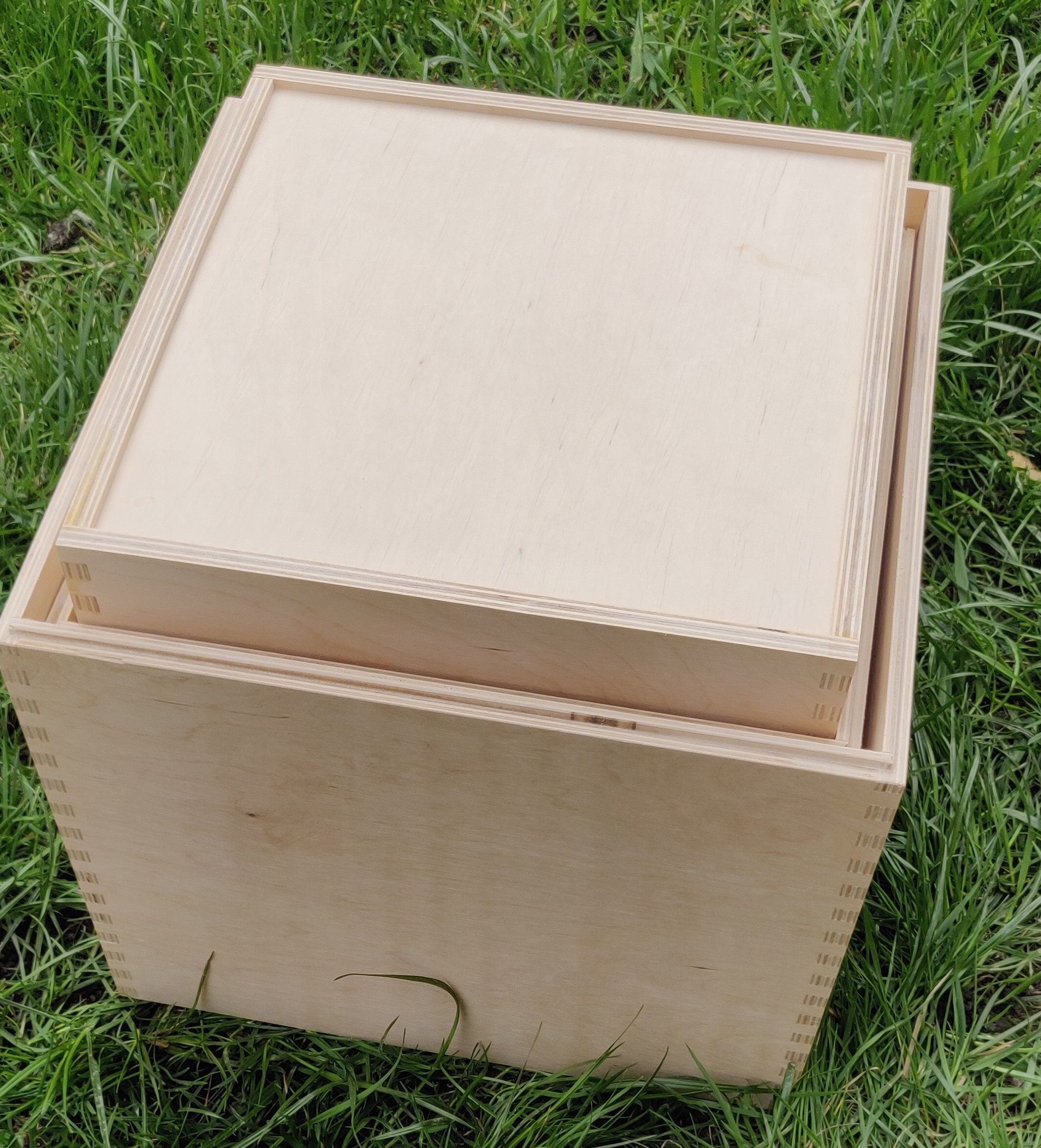 Cube Set of Unfinished large wooden boxes with lid Storage | Etsy