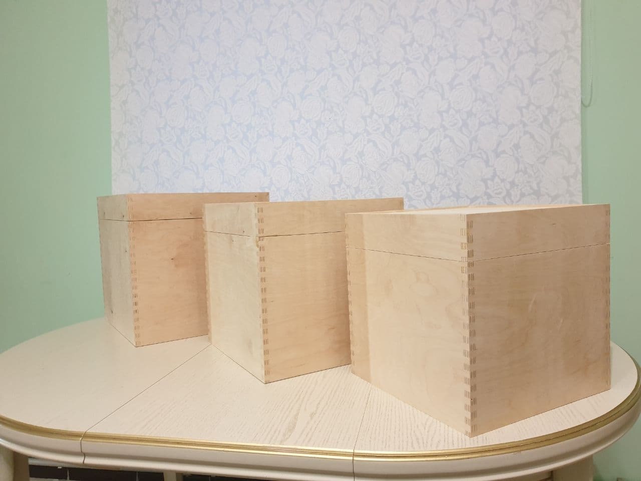 Cube Set of Unfinished large wooden boxes with lid Storage | Etsy