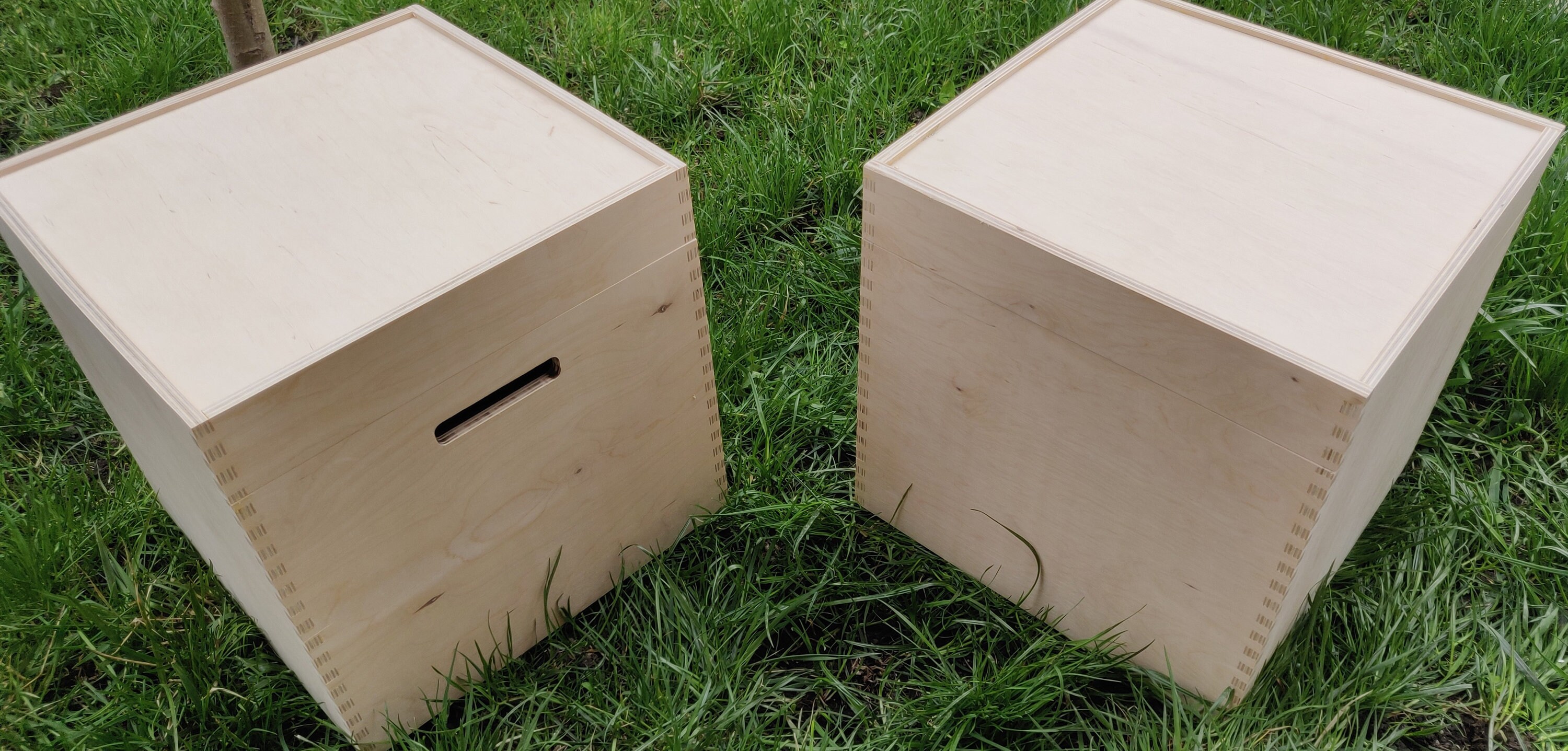 Cube Set of Unfinished large wooden boxes with lid Storage | Etsy