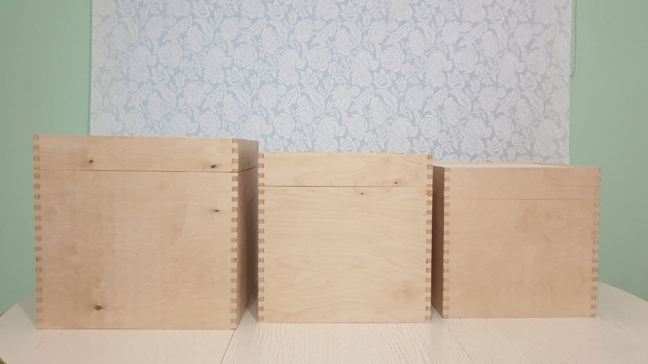 Cube Set of Unfinished large wooden boxes with lid Storage | Etsy