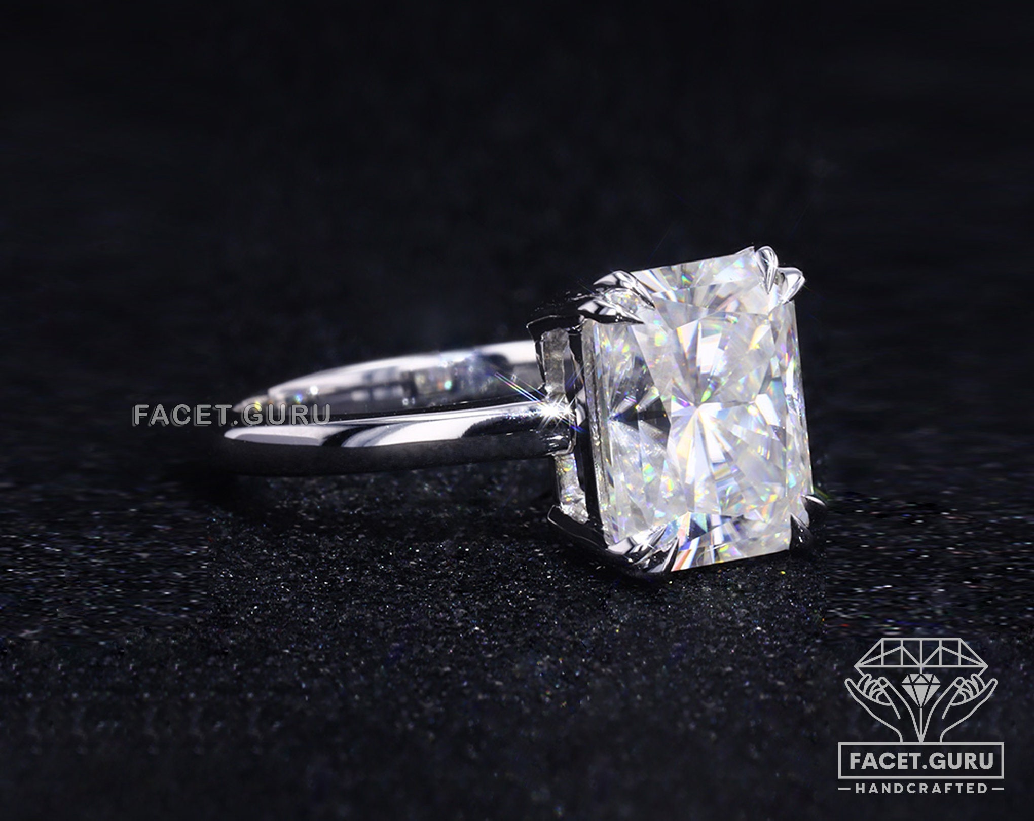 Big Size Moissanite Simply Solitaire Wedding Ring Double Claw - Etsy