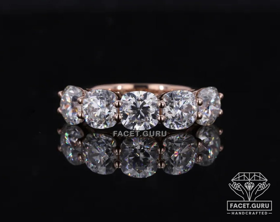 Five Stone Stacking Designer Band, Fiery Square Cushion Cut Moissanite ...