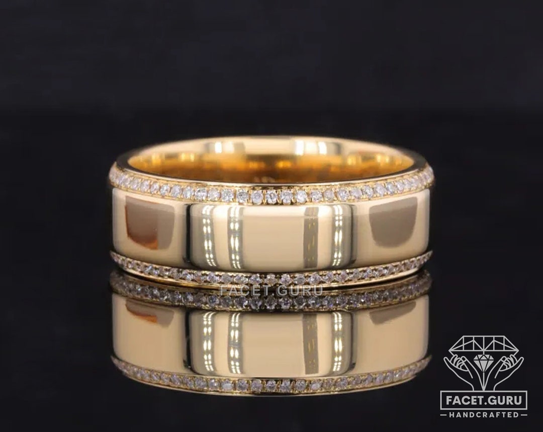 Unisex Designer Band, Full Eternity Comfort Fit Wedding Band, Round Cut ...