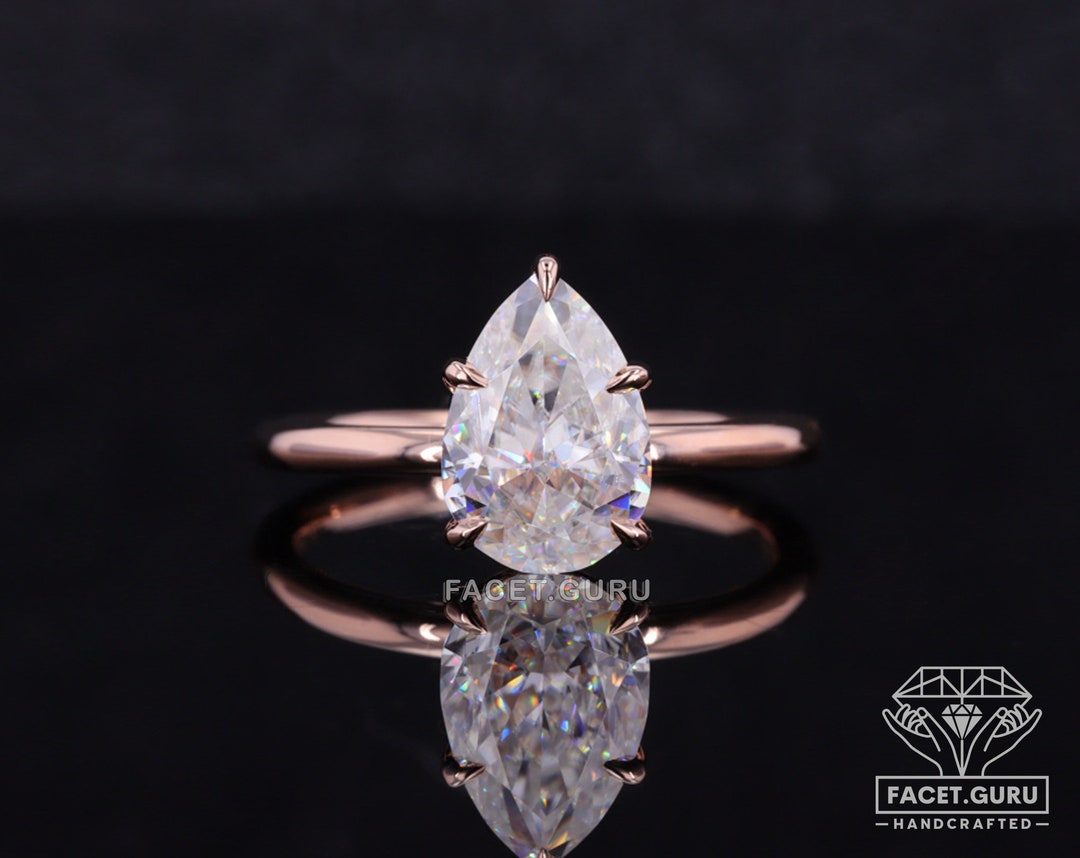 Solitaire 5 Claw Prong Basket Set Designer Ring, Rounded Comfort Fit ...