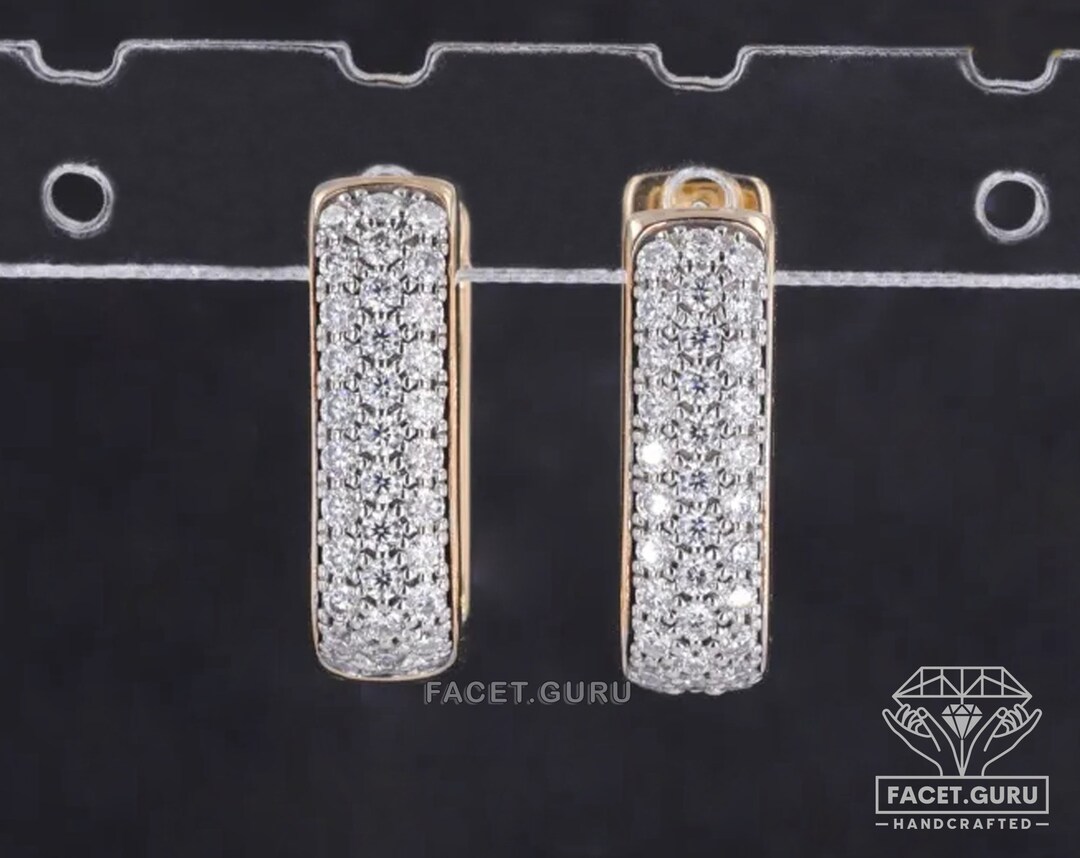 Triple Row Earrings, English Lock Latch Back Style Designer Earrings ...