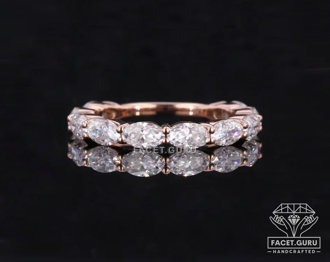 East West Set Stackable Anniversary Band, Amazing Oval Cut Moissanite ...