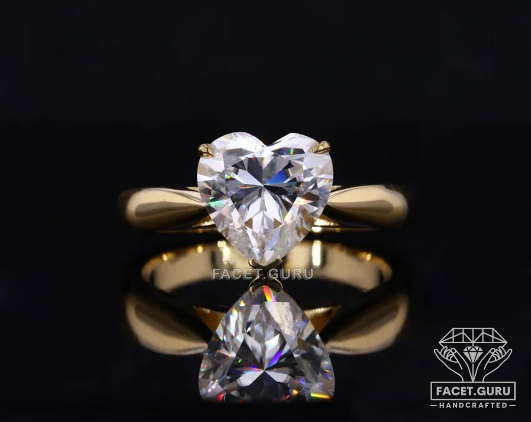 Solitaire Pinched Shank Engagement Ring, 3 Claw Prong Cathedral Set ...