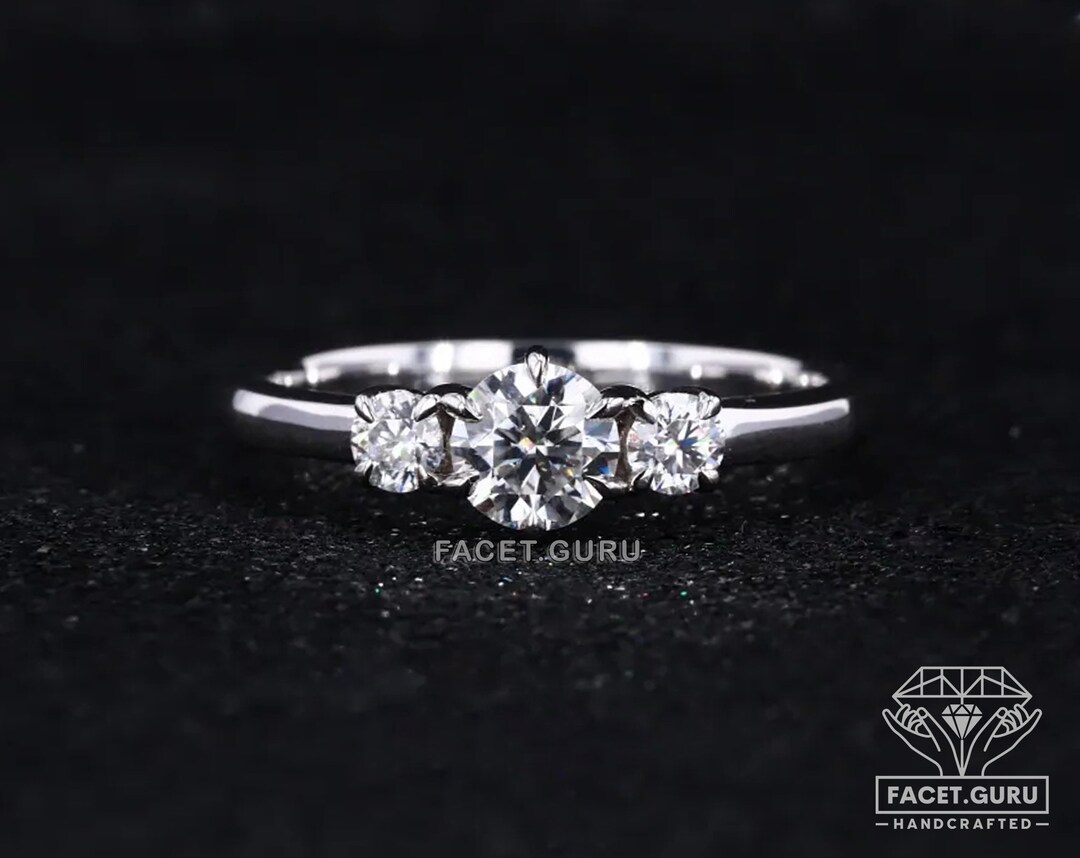 Three Stone Simple Wedding Ring, 6 Claw Prong Set Engagement Ring ...