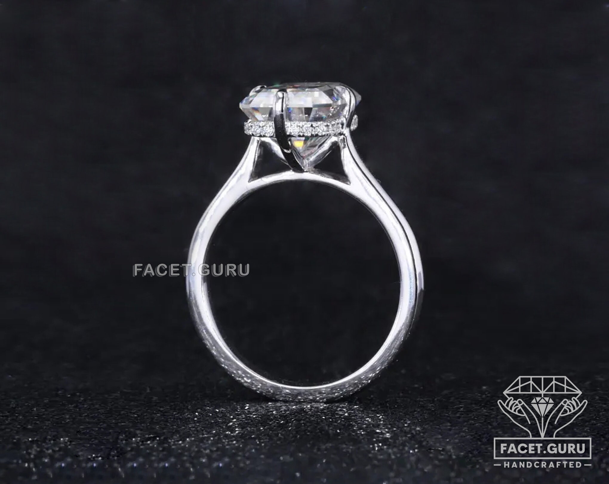 Hidden Halo Cathedral Set Unique Wedding Ring 4Claw Prong Anniversary Ring For Her 2 2.75 4 Carat Emerald Cut Moissanite Engagement Ring Etsy