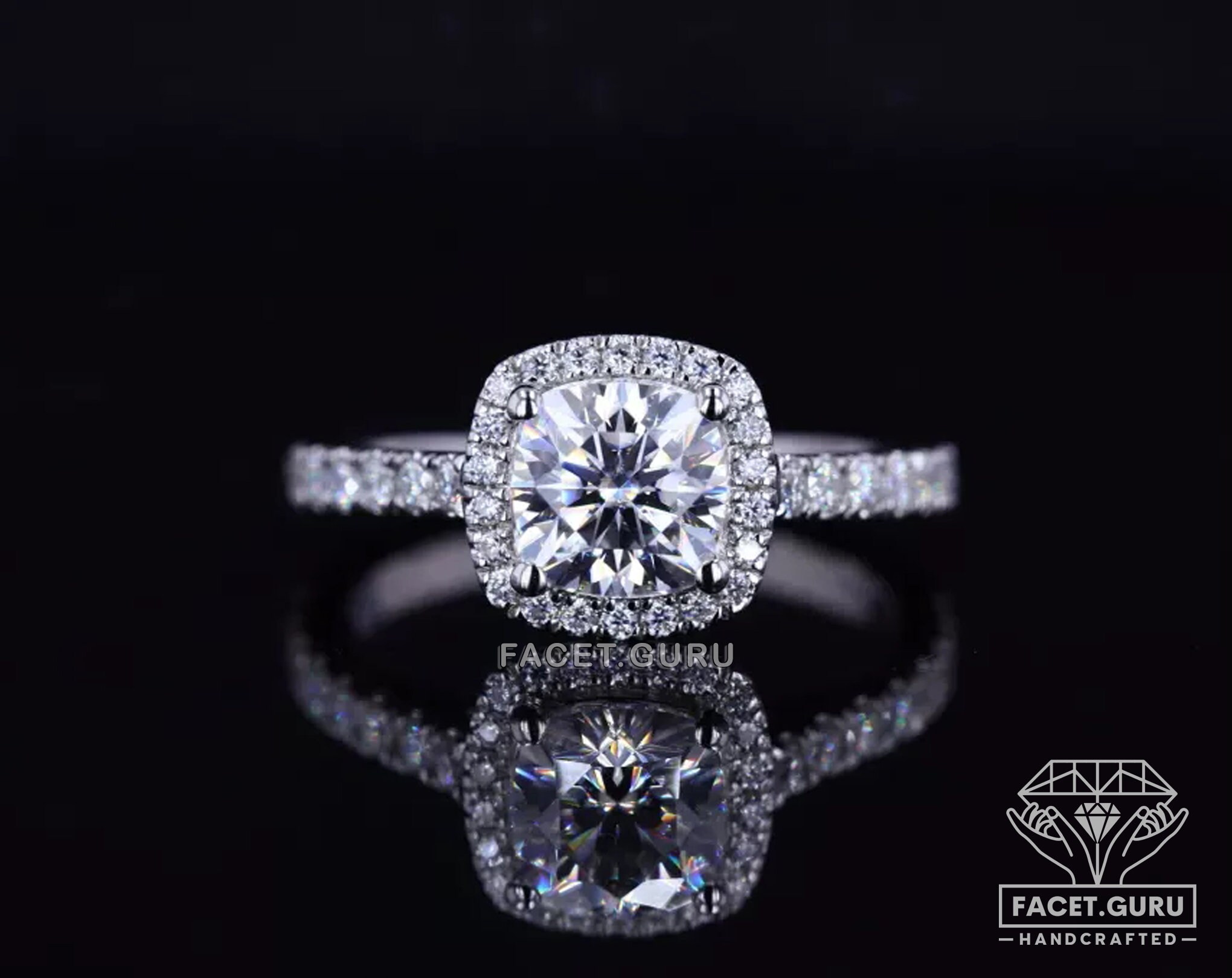 buy discount shop online 8.65CT Elongated Cushion Cut Dark Gray Moissanite Hidden Halo ...