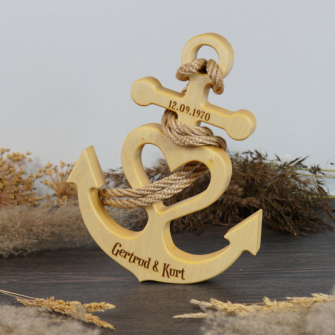 Personalized Wooden Anchor as a Wedding Gift - Etsy