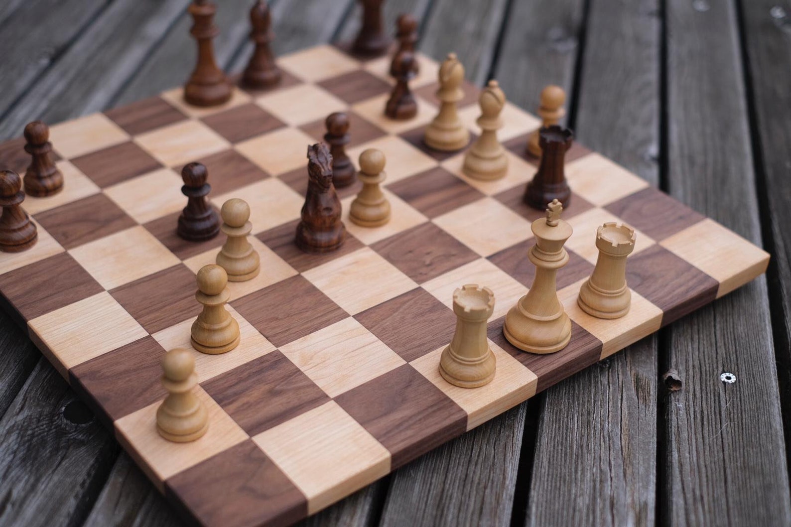 Schachbrett Holz Chess Board amerikanischer Nussbaum/Ahorn - Etsy.de