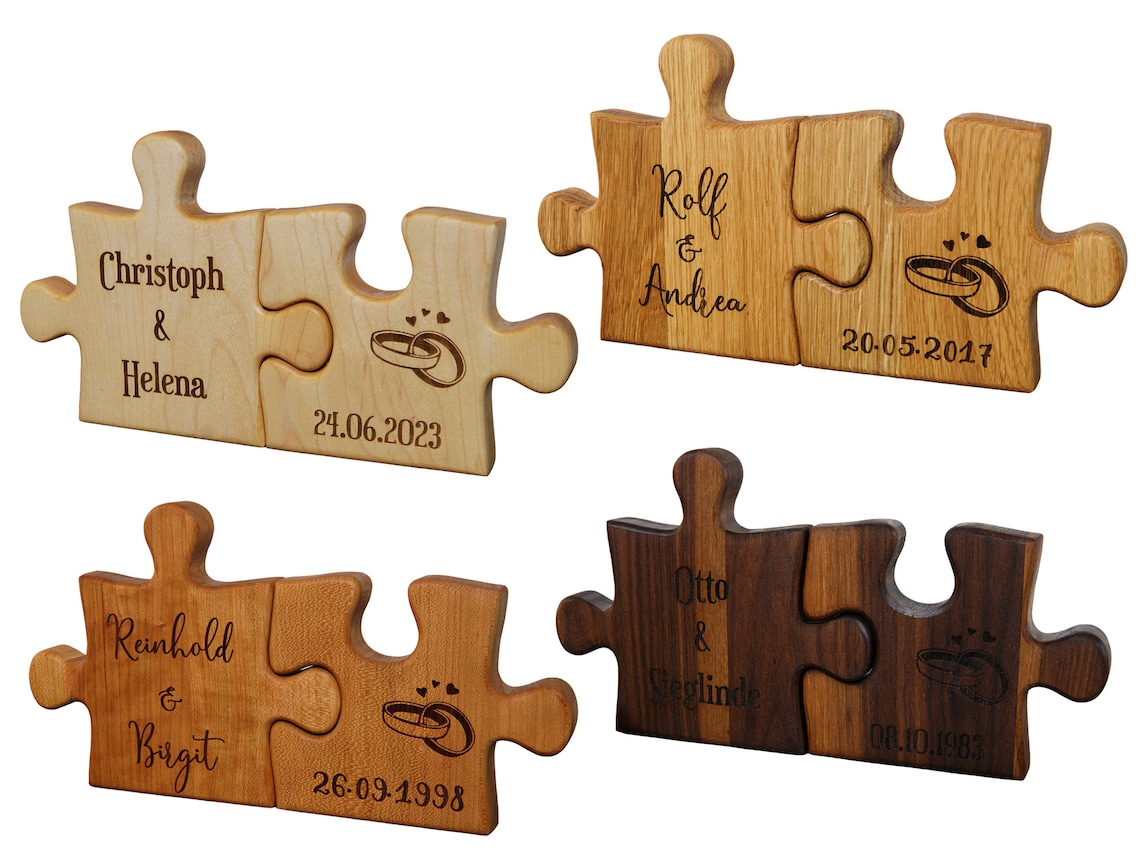 Wedding Puzzle Made of Wood Personalized as a Gift for a Wedding and ...