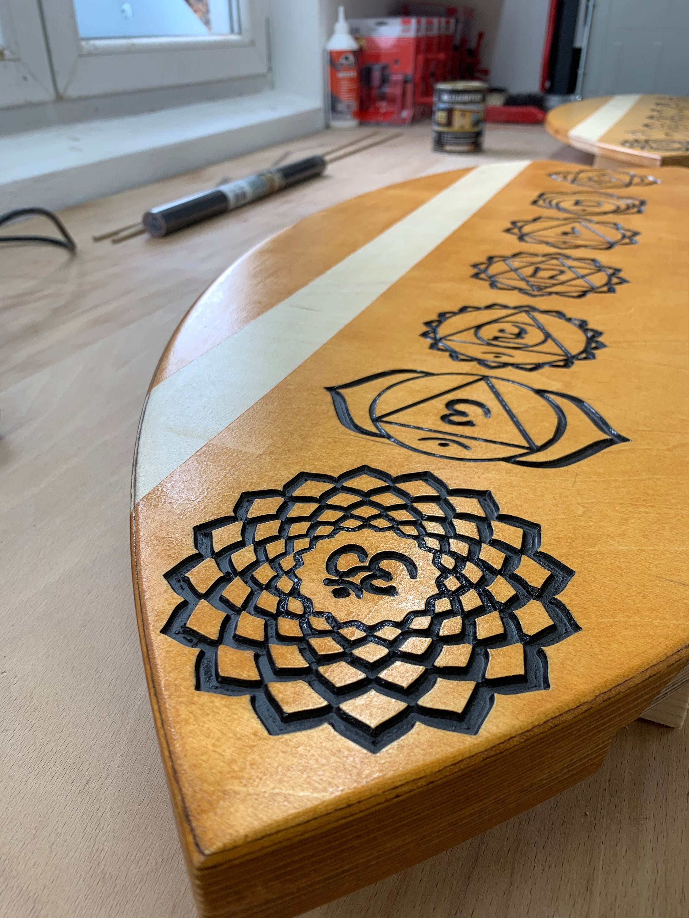 NEW "balance Board" Wooden 7 Chakras Yoga Board Mandala Balance Board ...