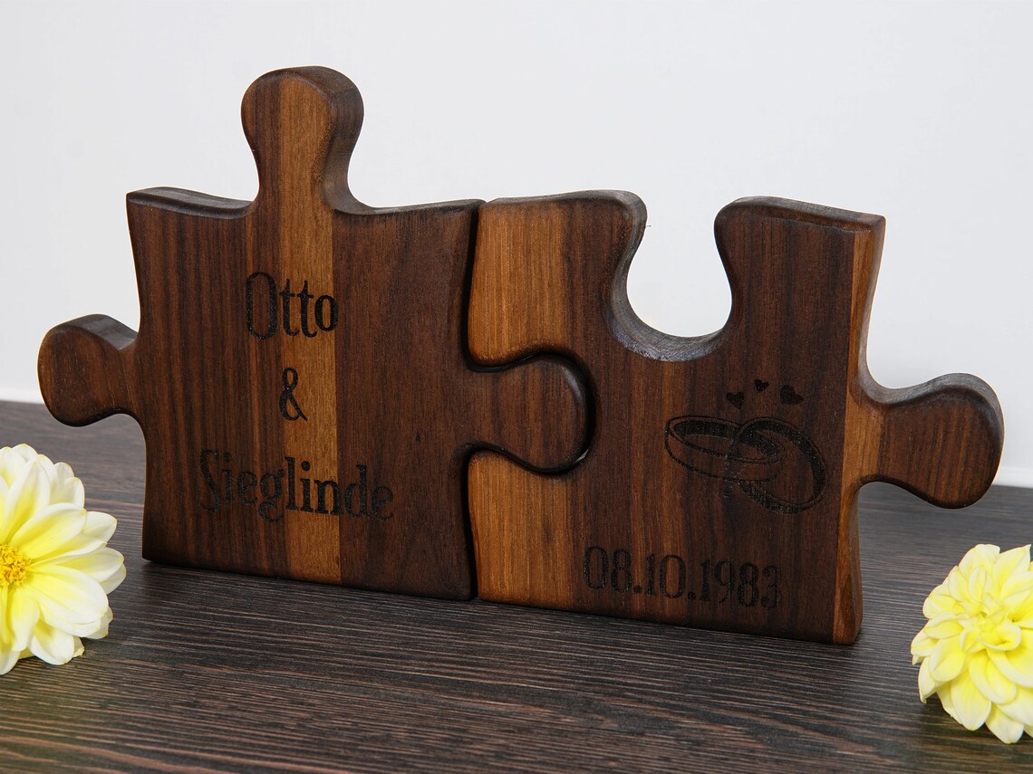 Wedding Puzzle Made of Wood Personalized as a Gift for a Wedding and ...