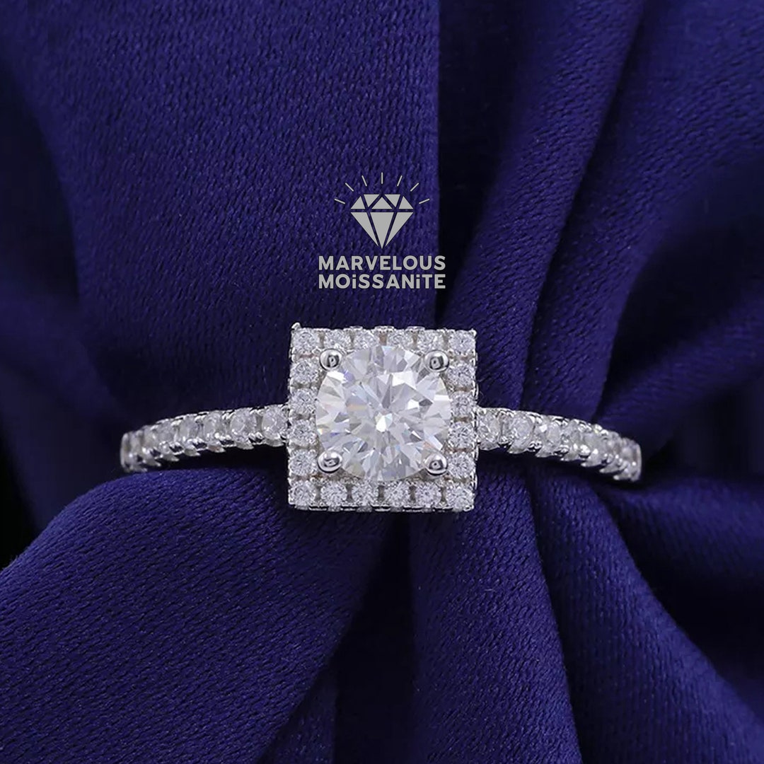 Antique Princess Shape Halo Basket Set Ring, Delicate 0.50/ 0.75/ 1 ...