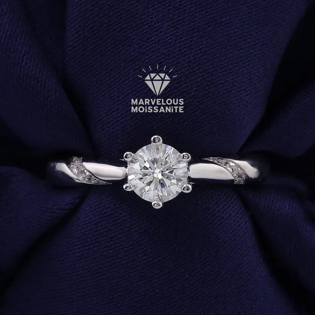 Crossway Solitaire Ring, 1/ 1.50/ 2 Carat Round Cut Moissanite ...