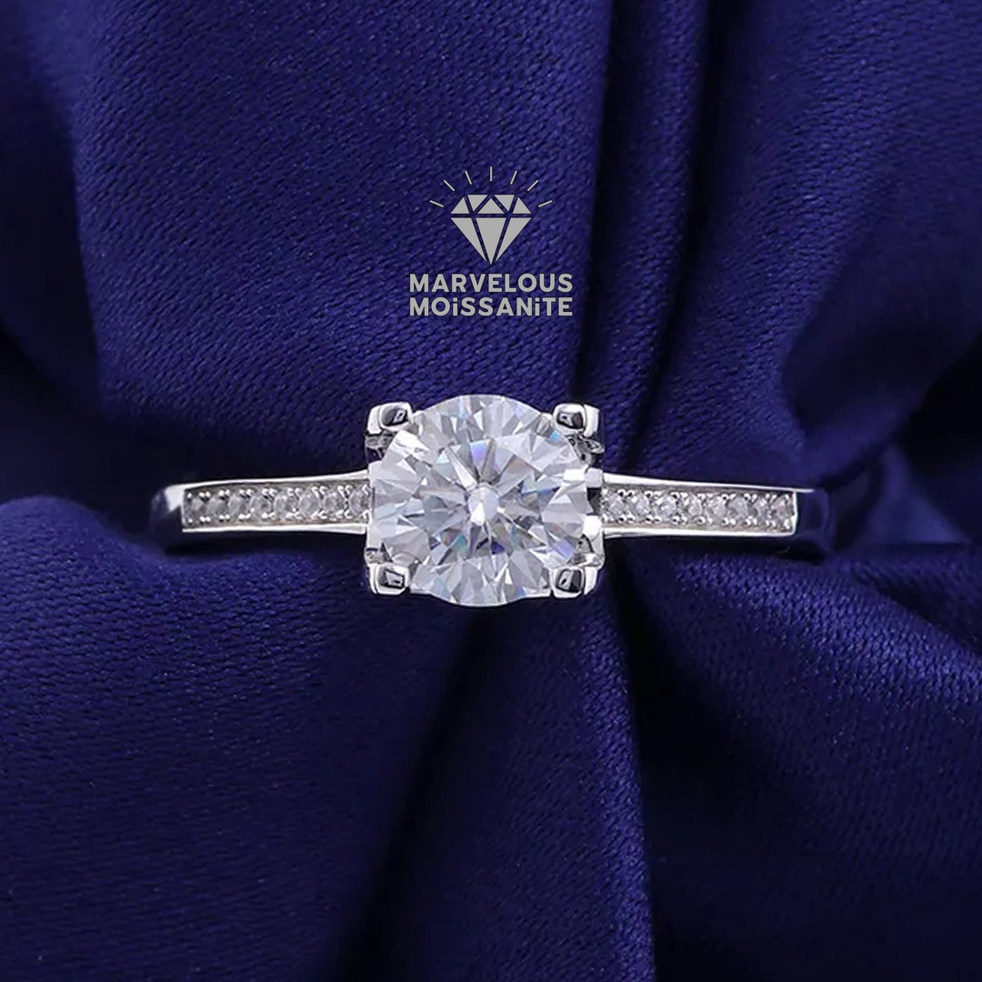 Antique Bead & Bright Set Engagement Ring 4 Prong Designer - Etsy