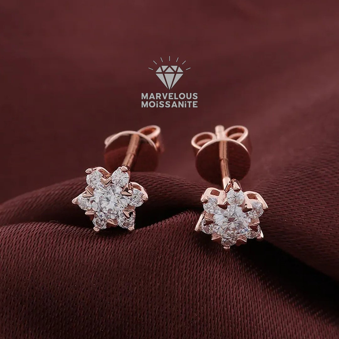 Antique Heart Shaped Prong Cluster Set Wedding Earrings, Wonderful 0.5 ...