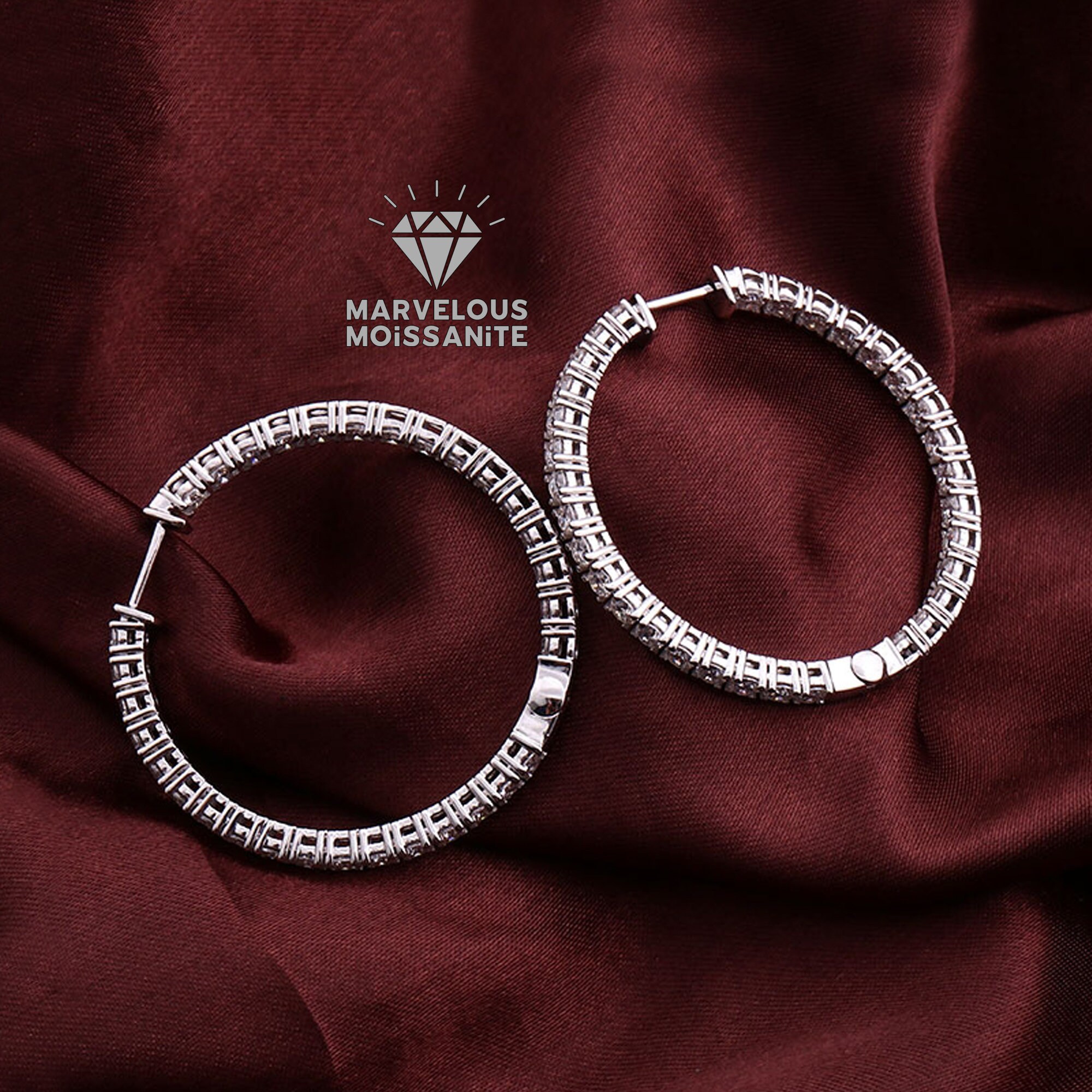 Inside Out Hoop Designer Anniversary Earrings 4 TCW Round Cut - Etsy