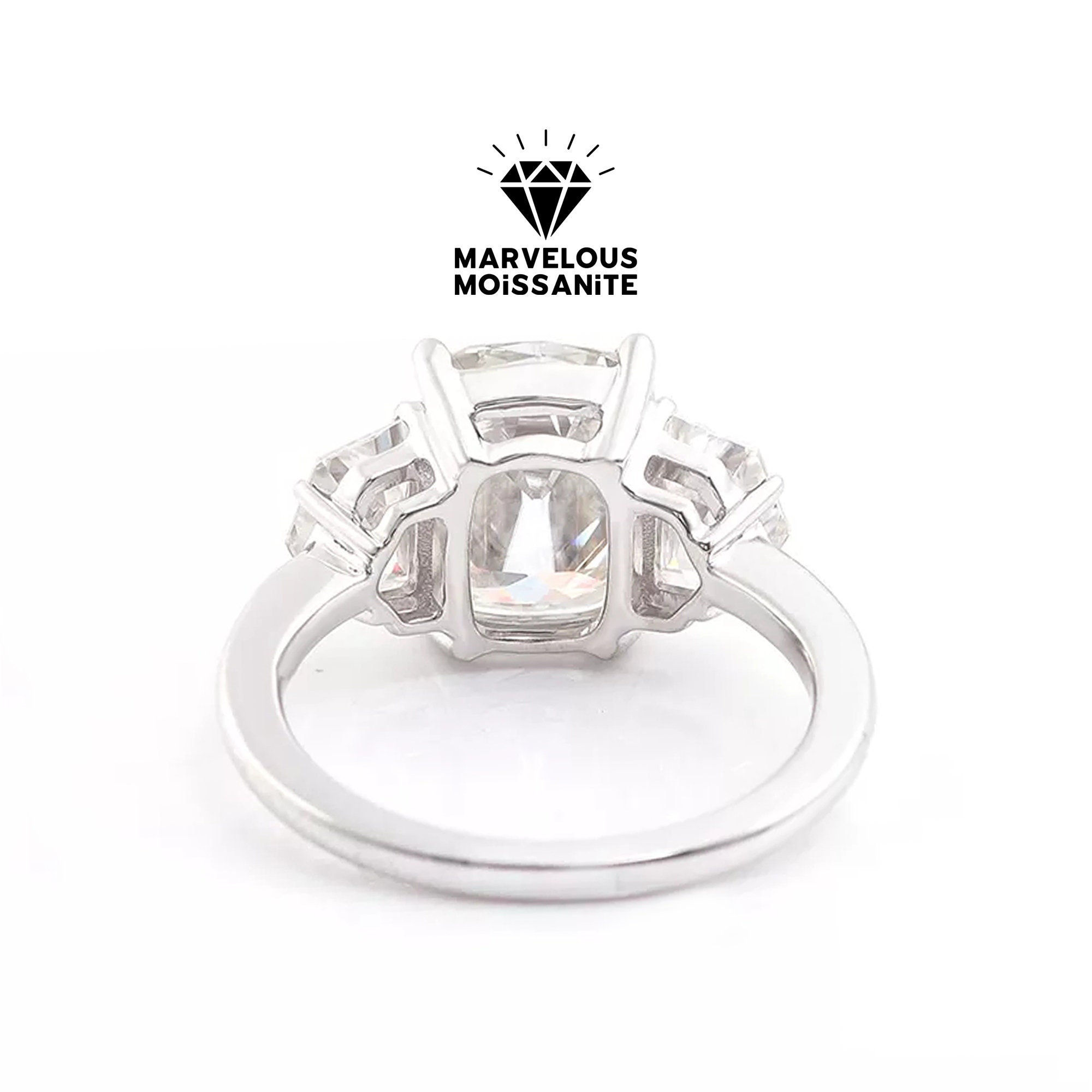 3 Stone Claw Prong Set Wedding Ring Colorless 2 / 3 / 4 Carat - Etsy