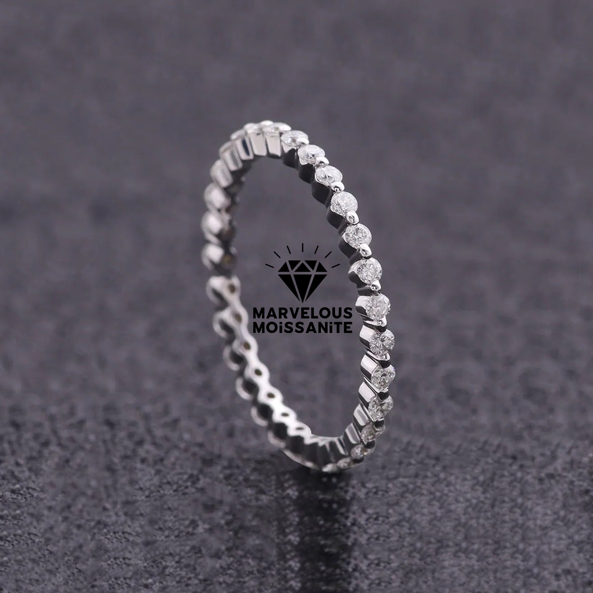 Unique Bubble Prong Stacking Wedding Band Full Eternity Round - Etsy