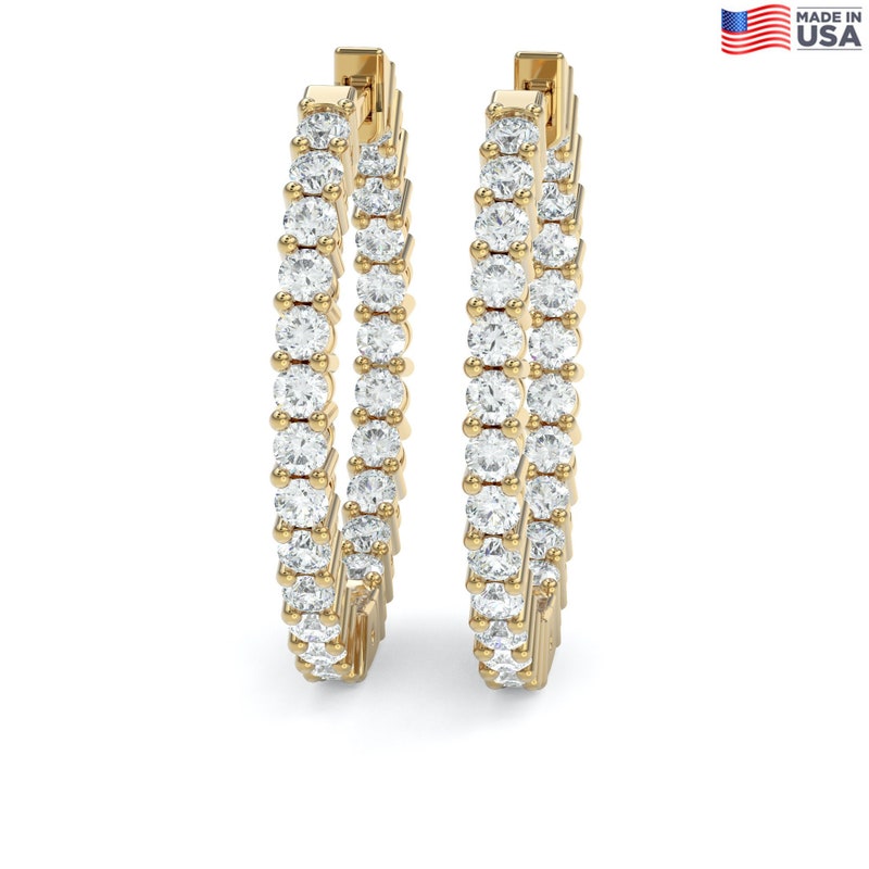 Diamond Hoop Earrings - Etsy