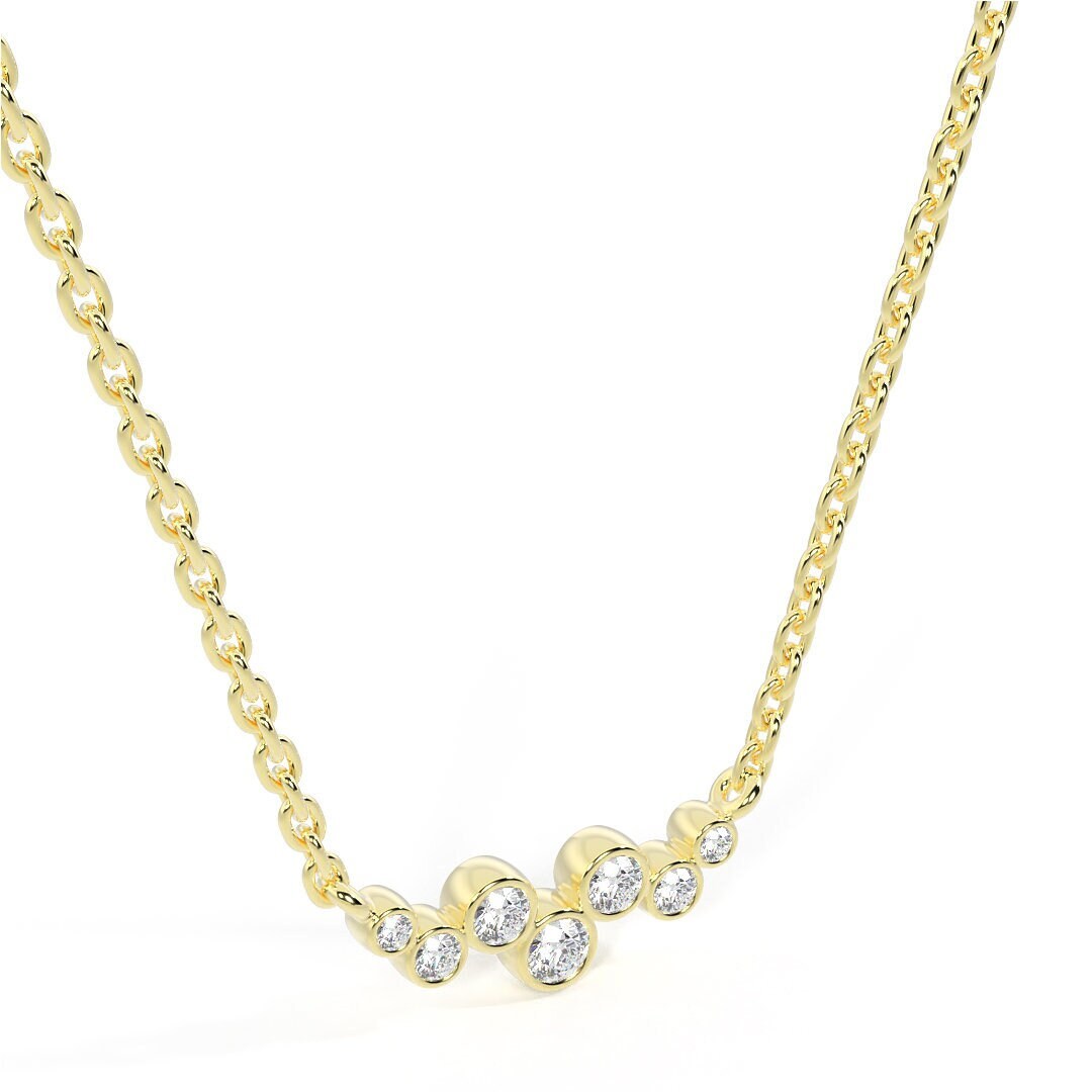 Cluster Bezel Diamond Necklace, Elegant Jewelry With a Stunning Diamond ...