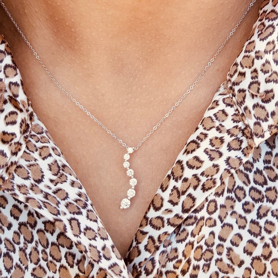 Gold Diamond Journey Necklace, White Gold Journey Necklace, Diamond ...