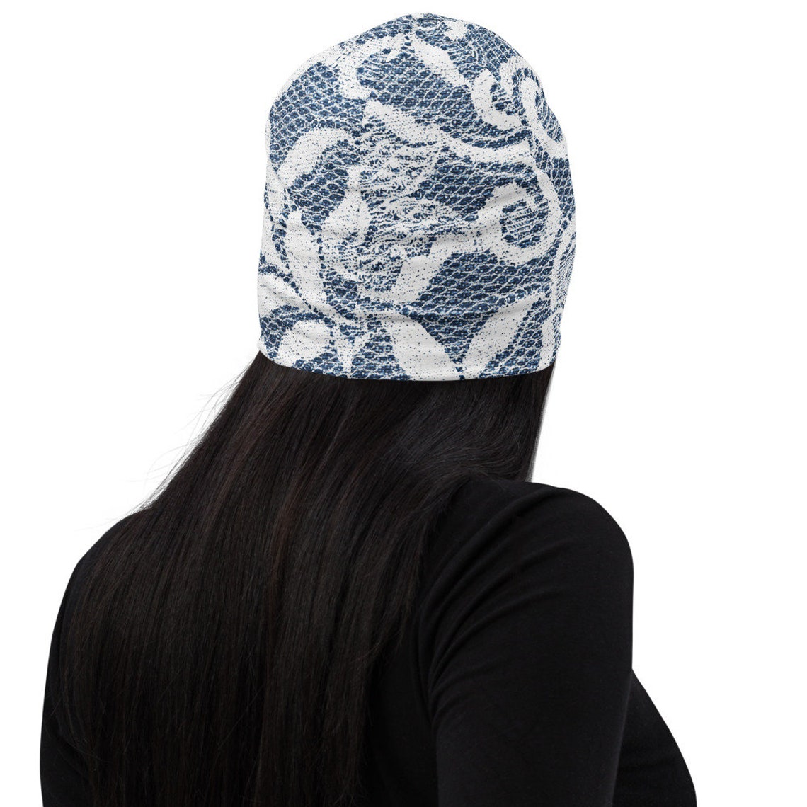 Lace Over Denim All-over Print Beanie - Etsy