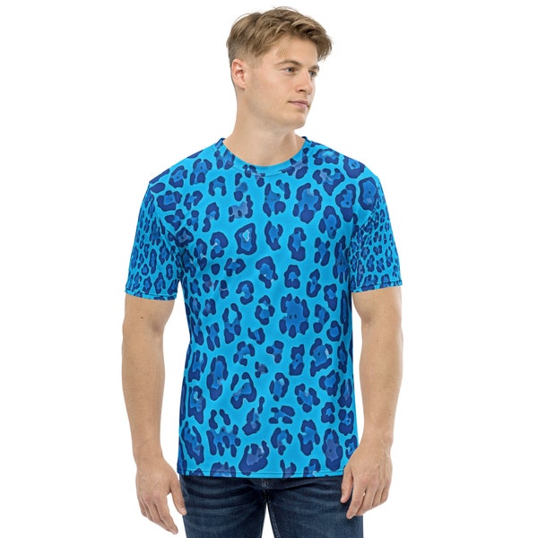 Mens Blue Leopard Print Shirt - Etsy