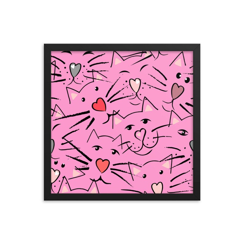 Pink Kitties Framed Poster - Etsy