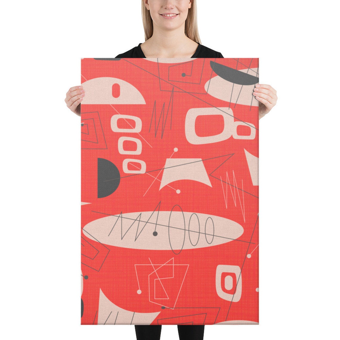 Really Red Mid-century Modern Canvas - Etsy