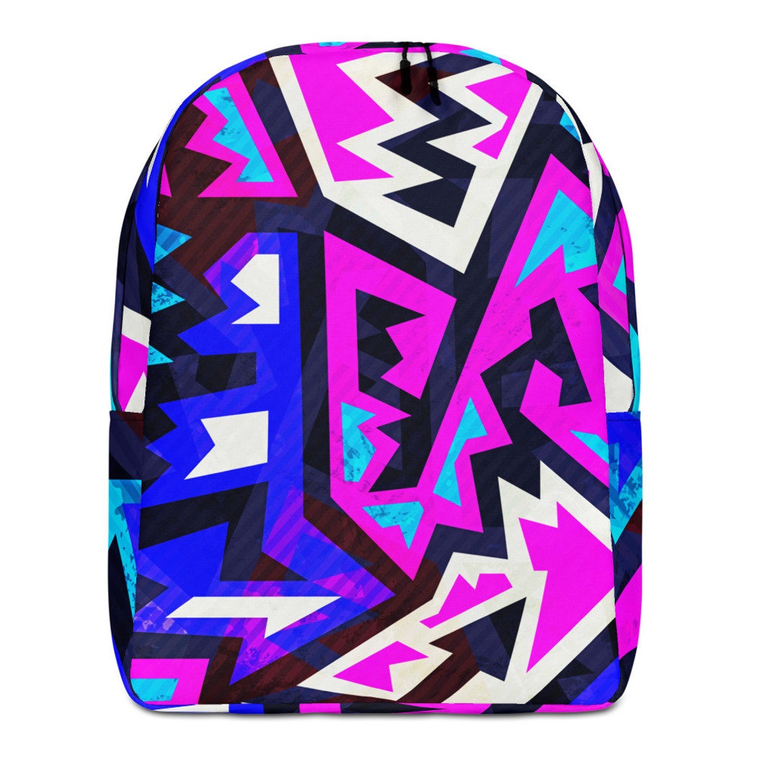 Pink and Blue Graffiti Minimalist Backpack - Etsy