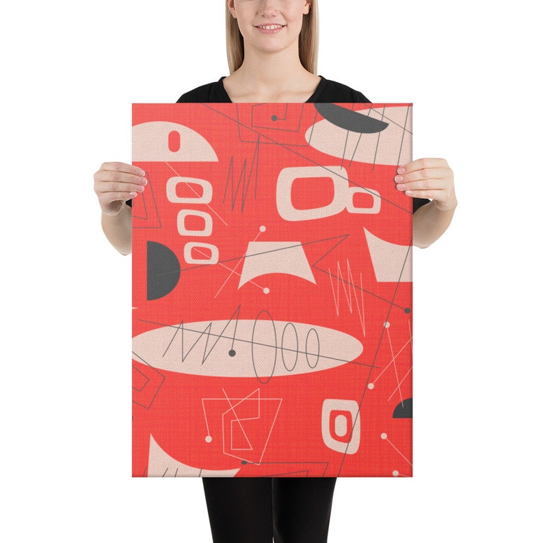 Really Red Mid-century Modern Canvas - Etsy