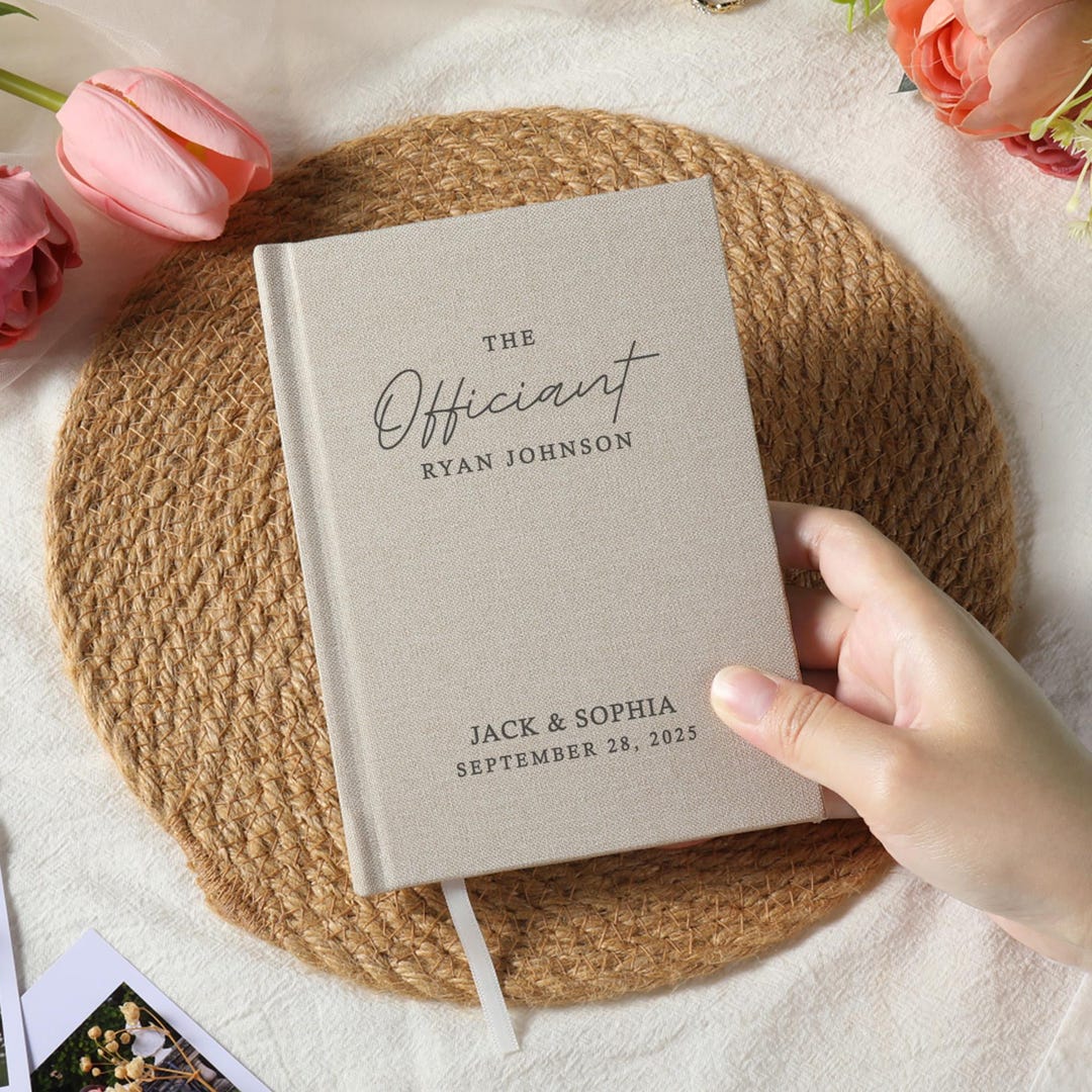 Personalized Officiant Book, Wedding Officiant Journal, Linen Offician ...