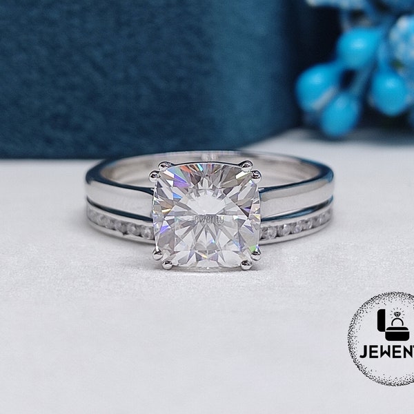 Solitaire Engagement Ring With Channel Set Wedding Band - Etsy