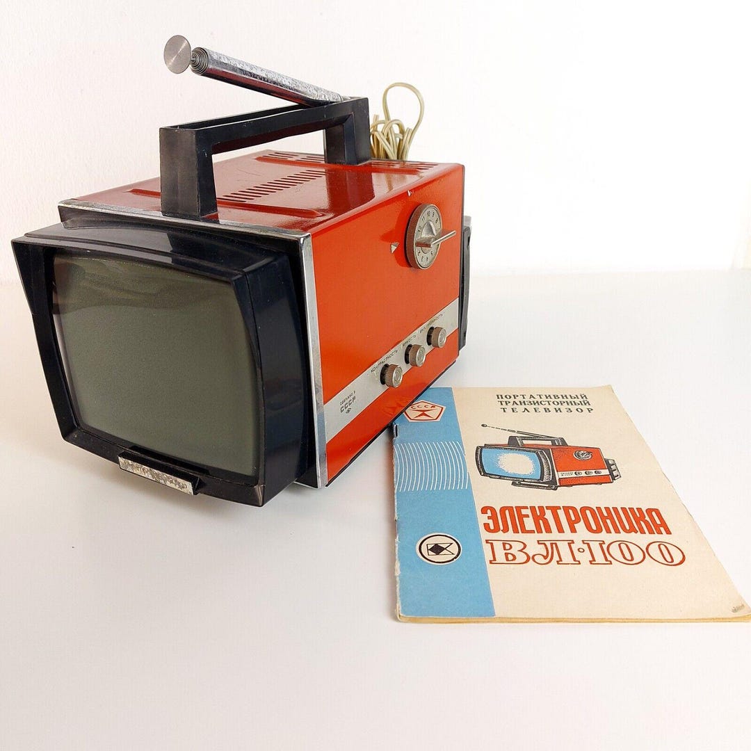 Vintage Soviet Mini CRT Television Space Age Design Elektronika VL100 ...