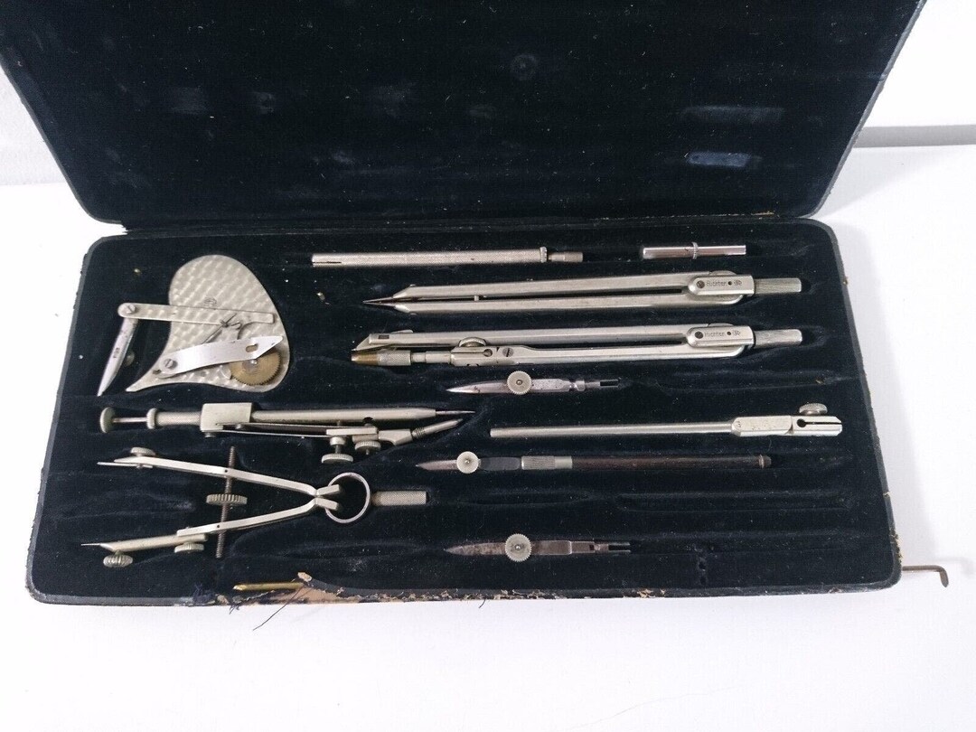 Antique Compass Set for Tecnical Drafting With Dotted Line Tool 1930s ...