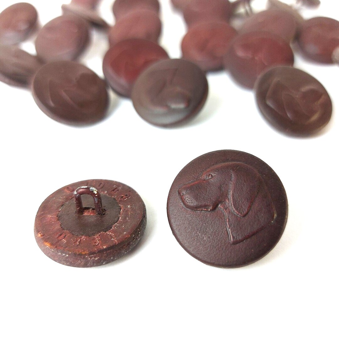 Vintage Italian Leather Button for Hunter Shirt With Vizsla Hunting Dog ...