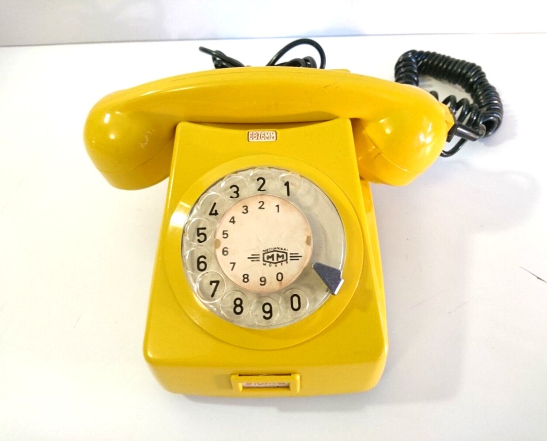 Vintage Rotary Dial Telephone 1980s Yellow - Etsy